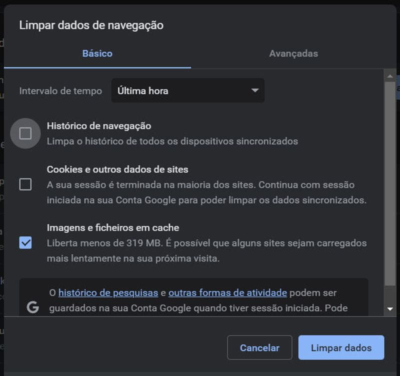 limpar dados | Gamer Info